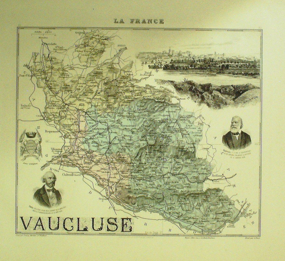 Carte VAUCLUSE (84) AVIGNON Graveur LECOQ WALTNER BARBIER 1868